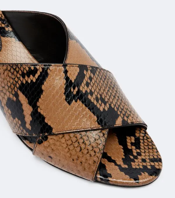 Le Monde Beryl Luca Snake-effect Leather Mules