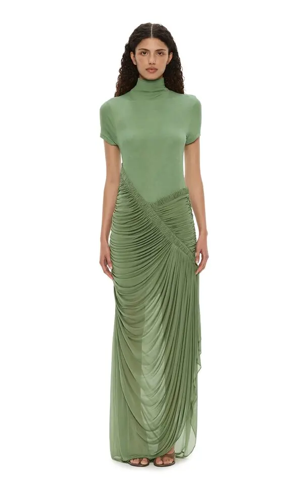 Christopher Esber Fusion Ruched Ripple Maxi Dress