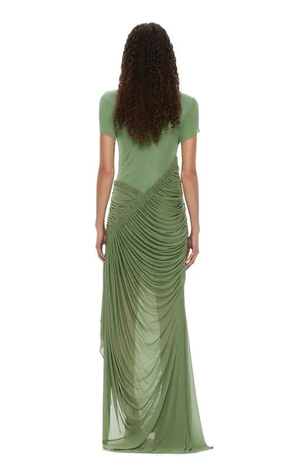 Christopher Esber Fusion Ruched Ripple Maxi Dress