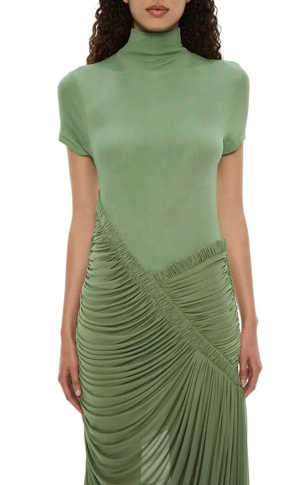Christopher Esber Fusion Ruched Ripple Maxi Dress