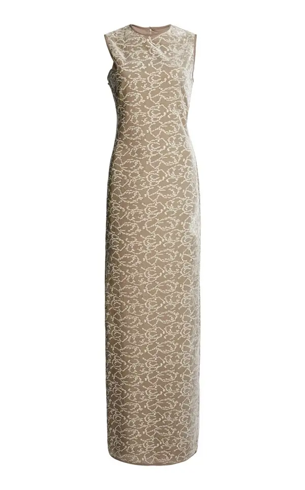 Christopher Esber Embroidered Velvet Cutaway Tank Maxi Dress