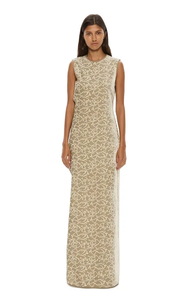 Christopher Esber Embroidered Velvet Cutaway Tank Maxi Dress