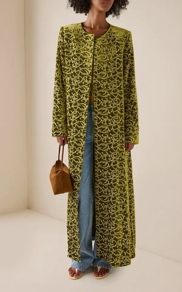 Christopher Esber Embroidered Silk Velvet Robe Coat