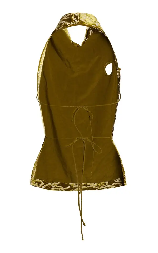 Christopher Esber Embroidered Silk Velvet Loophole Tie Backless Top