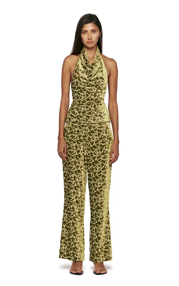 Christopher Esber Embroidered Silk Velvet Loophole Tie Backless Top