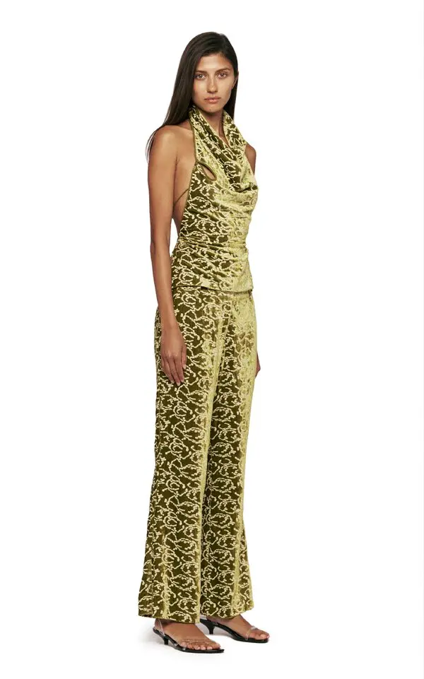 Christopher Esber Embroidered Silk Velvet Loophole Tie Backless Top
