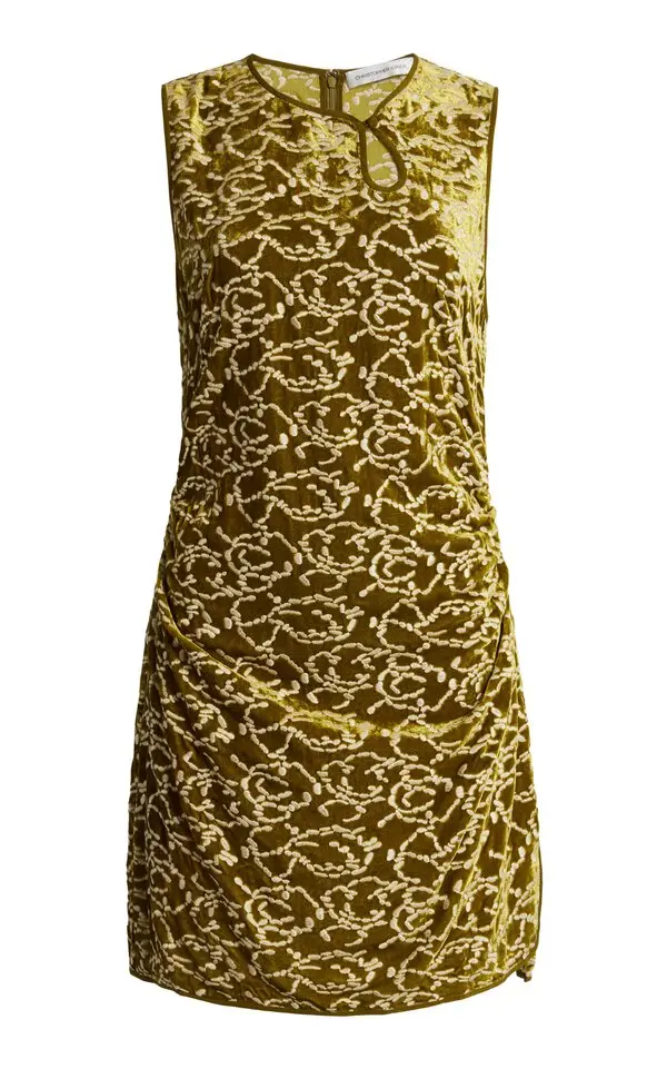 Christopher Esber Embroidered Silk Velvet Loophole Mini Dress