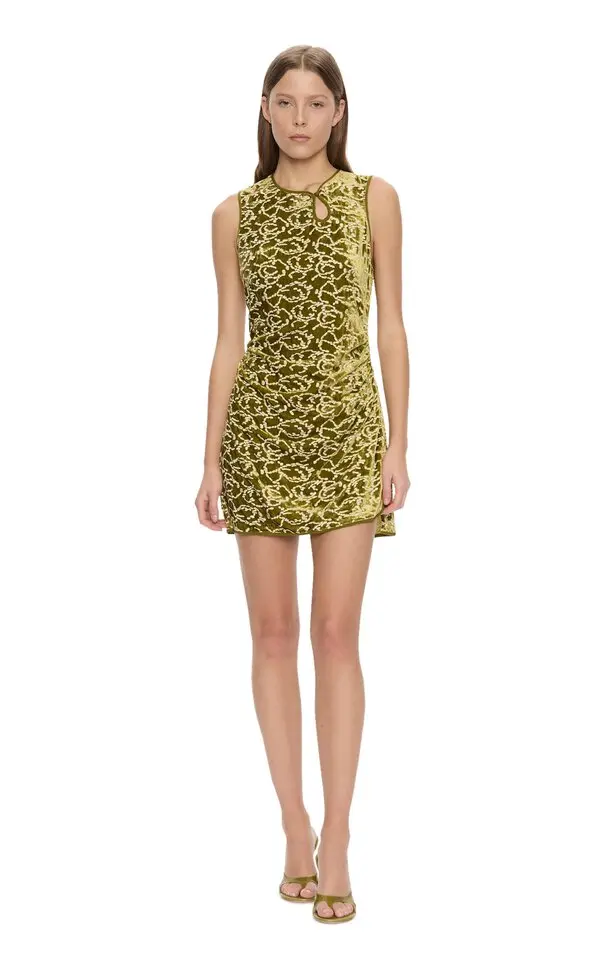 Christopher Esber Embroidered Silk Velvet Loophole Mini Dress