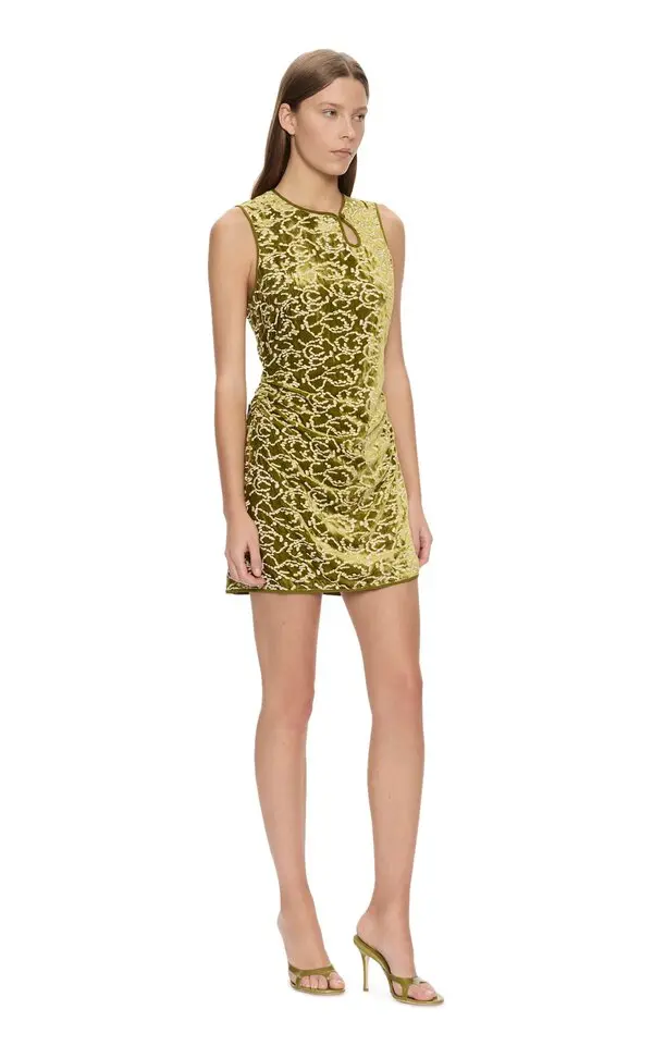 Christopher Esber Embroidered Silk Velvet Loophole Mini Dress