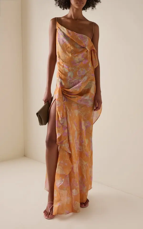 Christopher Esber Cusco Draped Cami Linen-silk Maxi Dress