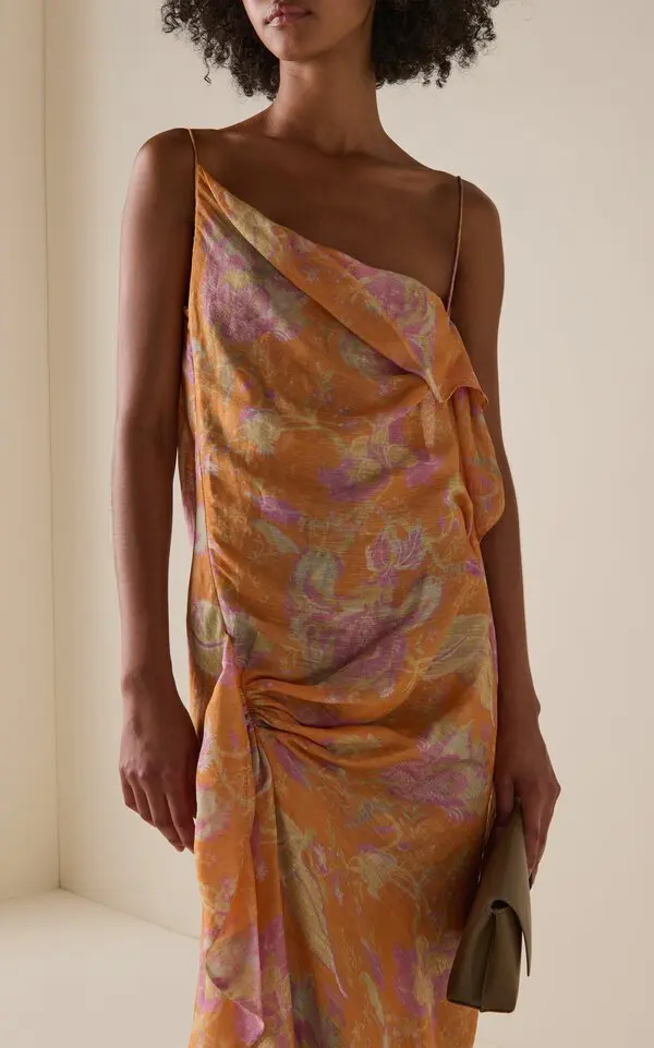 Christopher Esber Cusco Draped Cami Linen-silk Maxi Dress