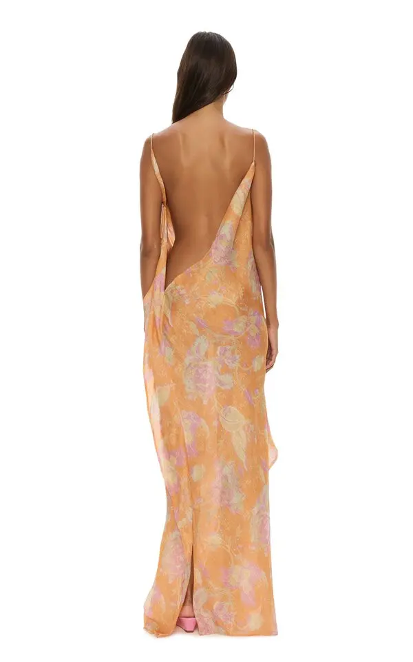 Christopher Esber Cusco Draped Cami Linen-silk Maxi Dress