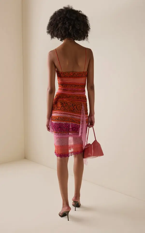 Christopher Esber Arden Lasercut Lace Leather Midi Dress