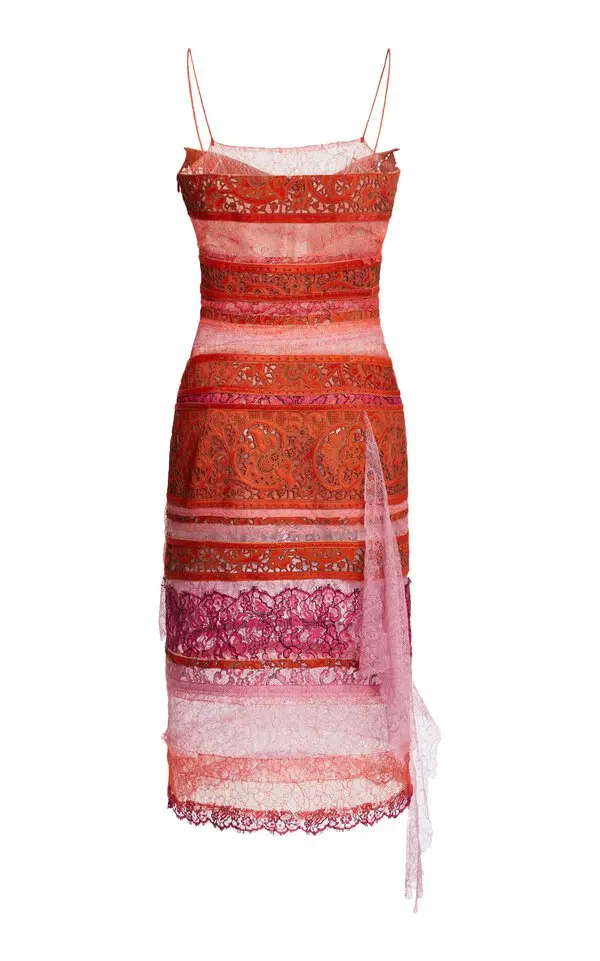 Christopher Esber Arden Lasercut Lace Leather Midi Dress