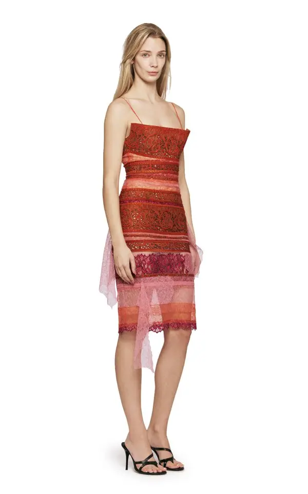 Christopher Esber Arden Lasercut Lace Leather Midi Dress