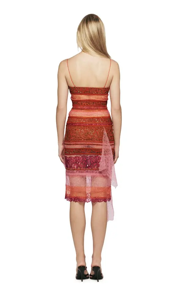Christopher Esber Arden Lasercut Lace Leather Midi Dress