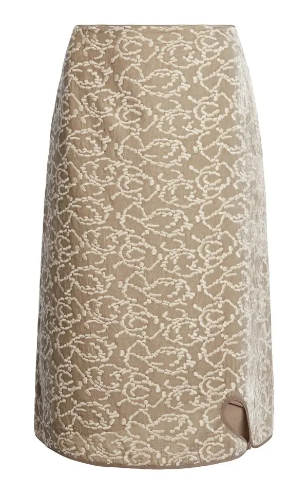 Christopher Esber Embroidered Velvet Silk Midi Skirt