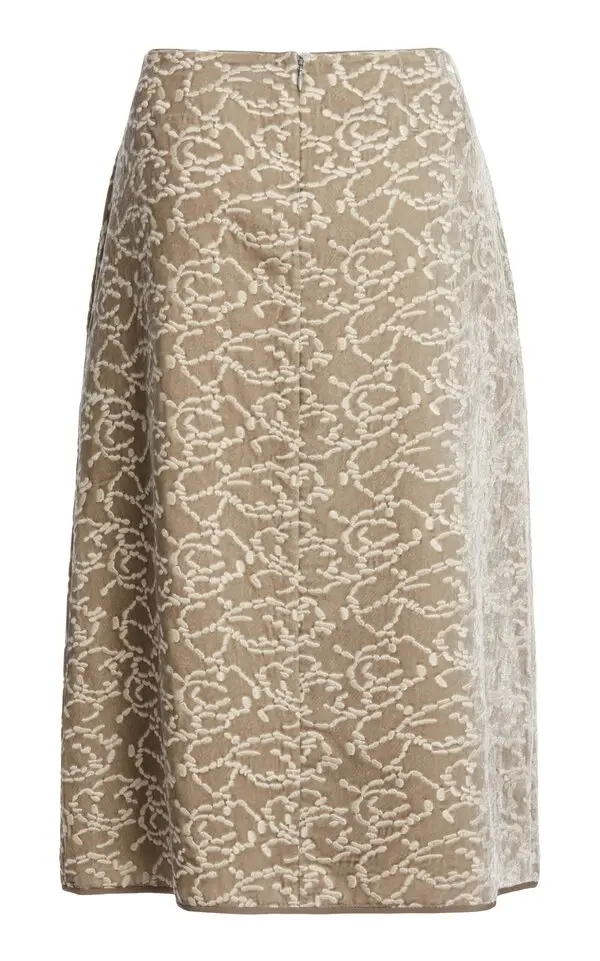 Christopher Esber Embroidered Velvet Silk Midi Skirt