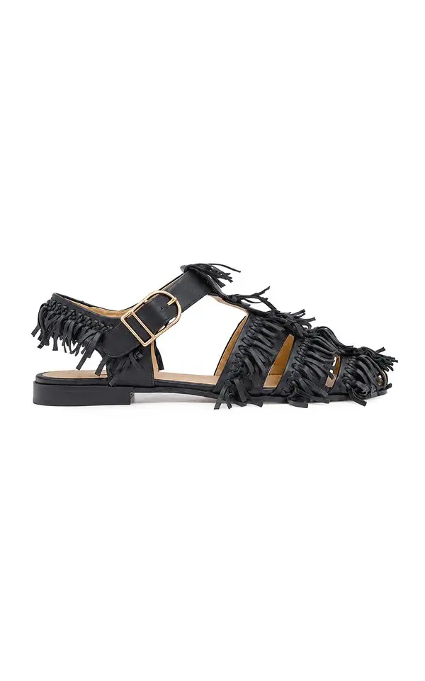 Gabriela Hearst Leather Fringe Lynn Flat