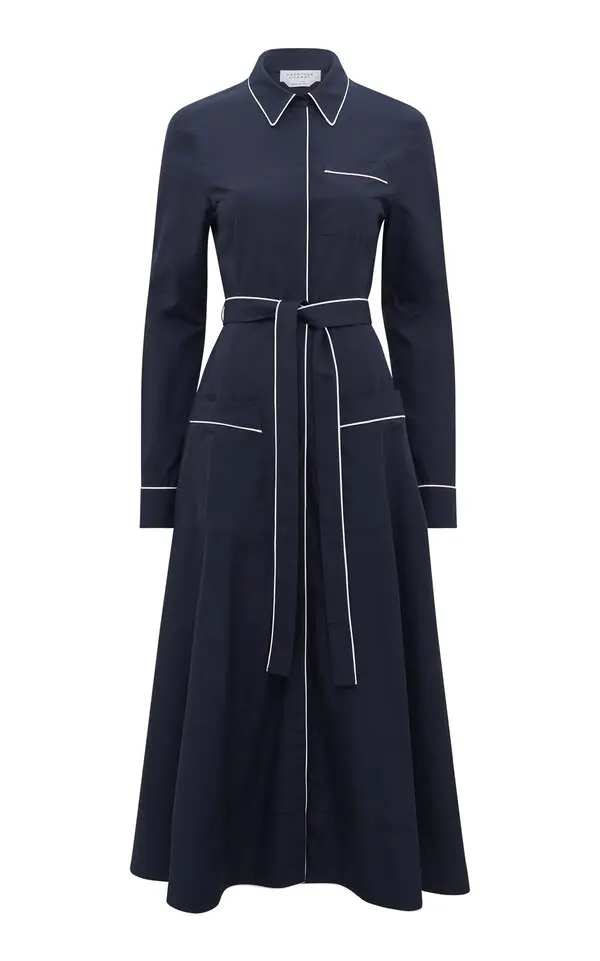Gabriela Hearst Alisea Cotton Shirt Maxi Dress - Navy