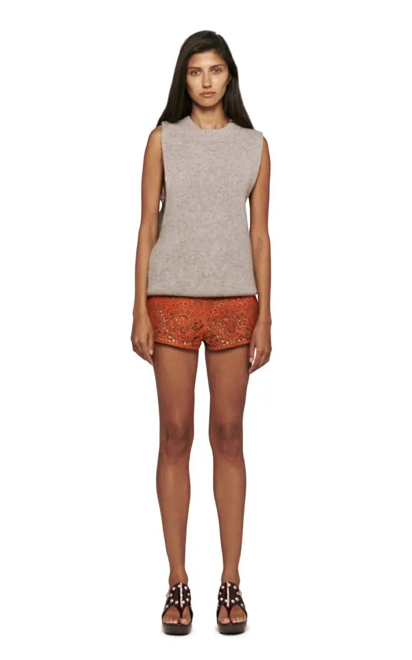 Christopher Esber Venise Lasercut Leather-silk Shorts