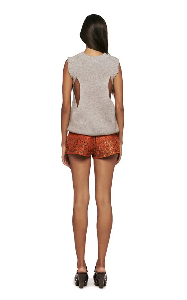 Christopher Esber Venise Lasercut Leather-silk Shorts