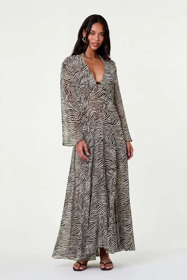 NICHOLAS Marella Silk Maxi Dress - Graphic Zebra