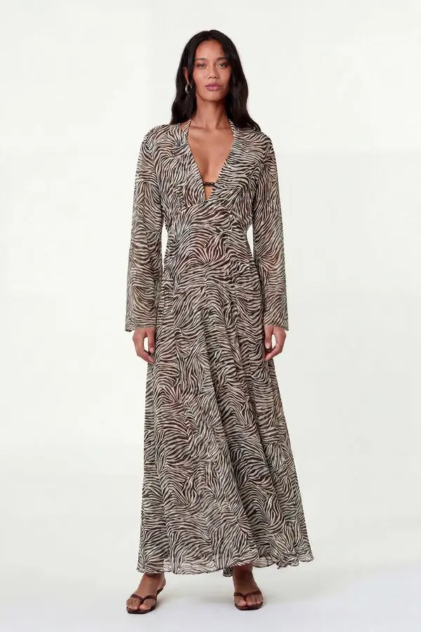 NICHOLAS Marella Silk Maxi Dress - Graphic Zebra
