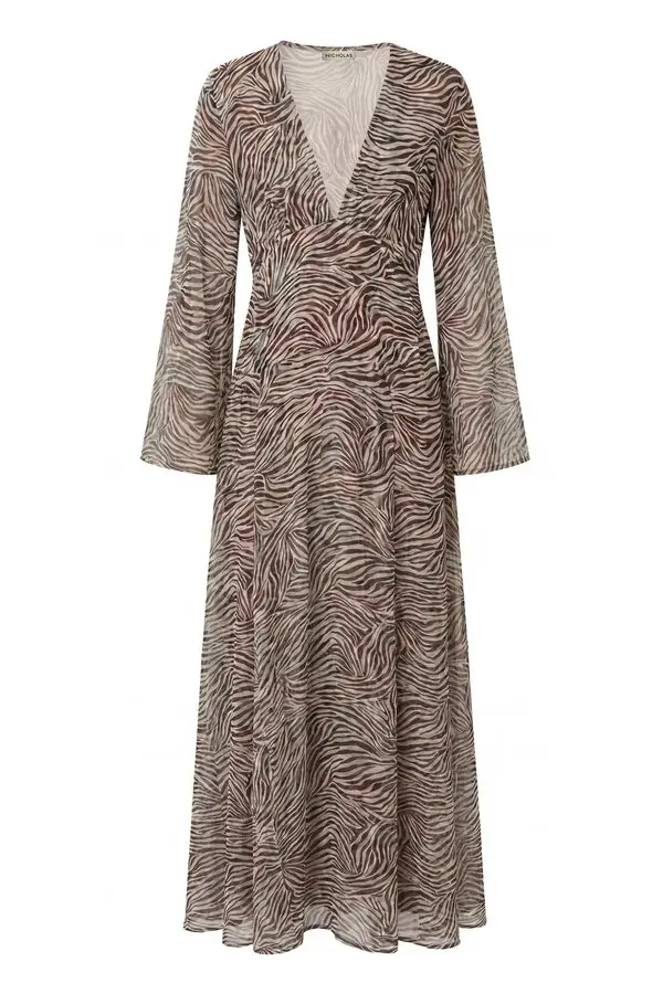 NICHOLAS Marella Silk Maxi Dress - Graphic Zebra