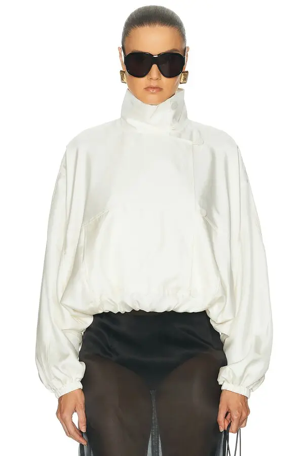 RÓHE Silk Blouson Anorak Jacket - Cream