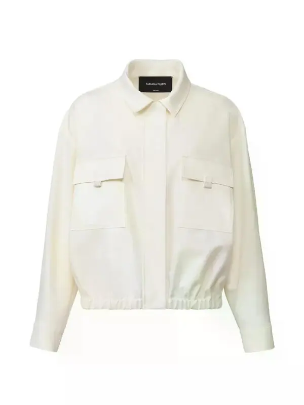 Fabiana Filippi Ecru Bomber Jacket With Flap Pockets - Neutrals
