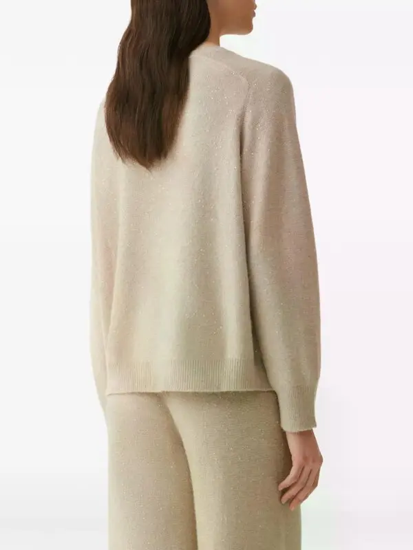Fabiana Filippi Sequin Embellished Ribbed Trim Sweater
