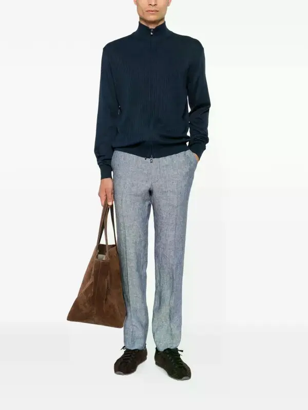 Corneliani Ribbed-knit Zip-fastening Cardigan