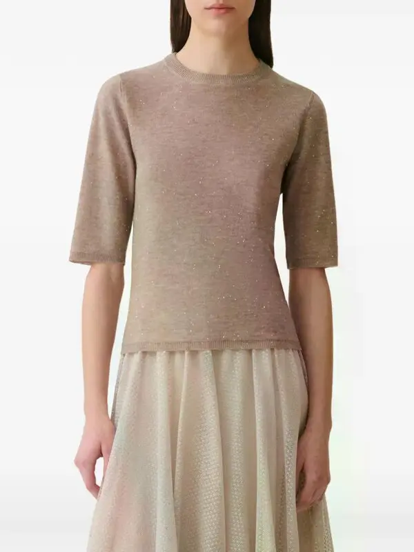 Fabiana Filippi Sequin-embellished Short-sleeve Sweater