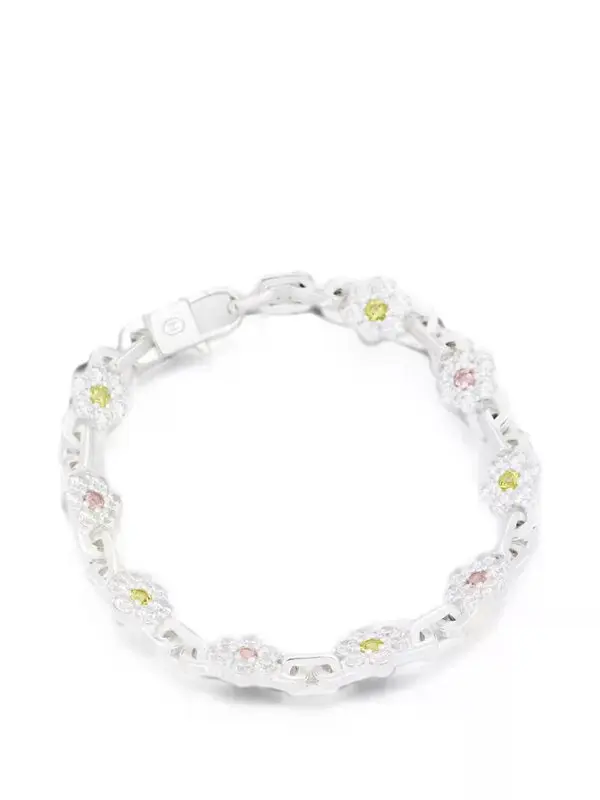 HATTON LABS Floral-motif Crystal-embellished Bracelet - Silver