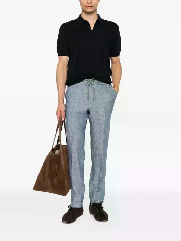 Corneliani Pointelle-knit Short-sleeve Polo Shirt