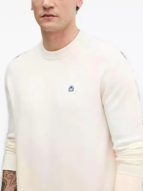 BENETTON Logo-embroidered Ribbed-trim Sweater