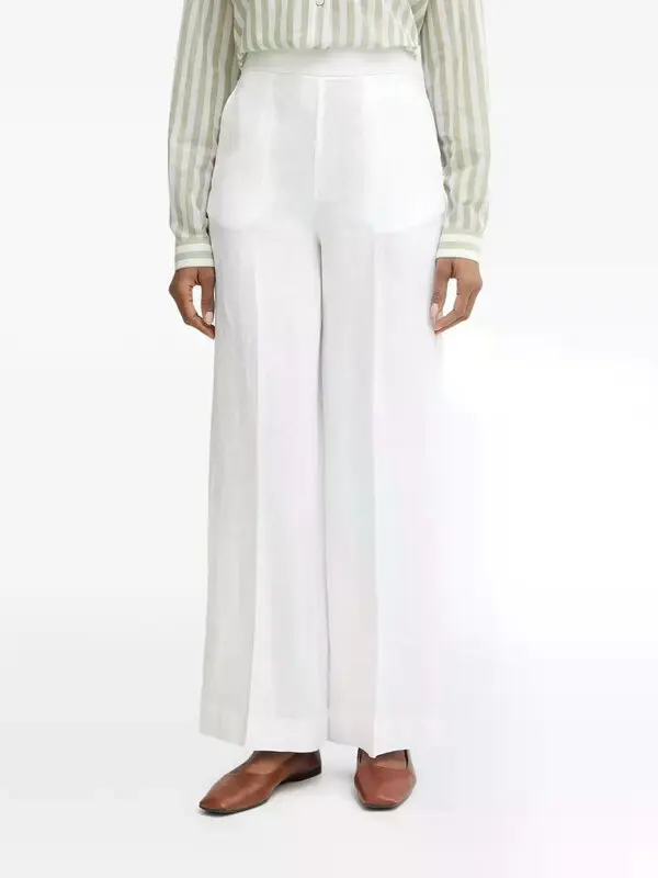 BENETTON Pressed Crease Wide-leg Trousers - White