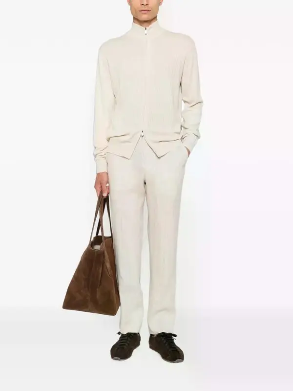 Corneliani Ribbed-knit Zip-fastening Cardigan