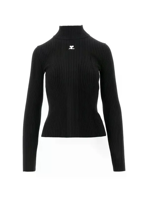 COURREGES Ribbed-knit Logo-patch Sweater