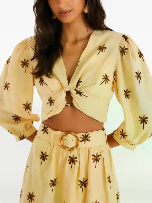 Farm Rio Embroidered Cropped Top