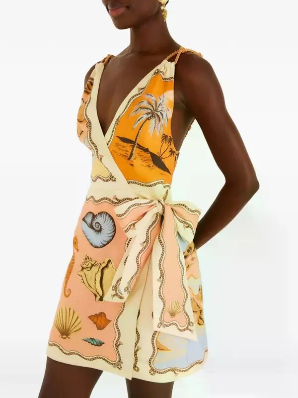 Farm Rio Scarf-print Wrap Top - Yellow