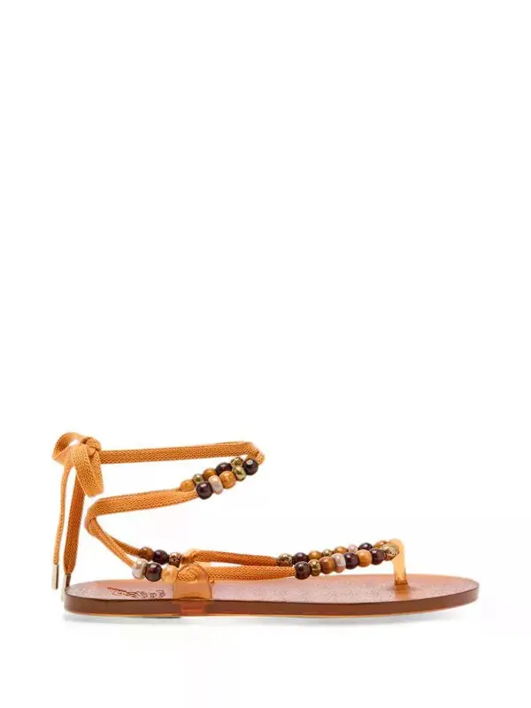 ANCIENT GREEK SANDALS Esther Bead-embellished Lace-up Sandals - Orange
