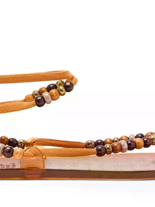 ANCIENT GREEK SANDALS Esther Bead-embellished Lace-up Sandals - Orange