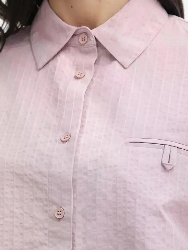 BENETTON Seersucker Striped Shirt - Pink