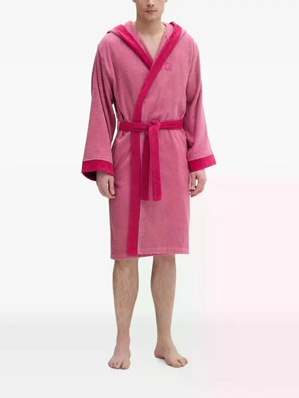 BENETTON Hooded Belted Dressing Gown - Pink