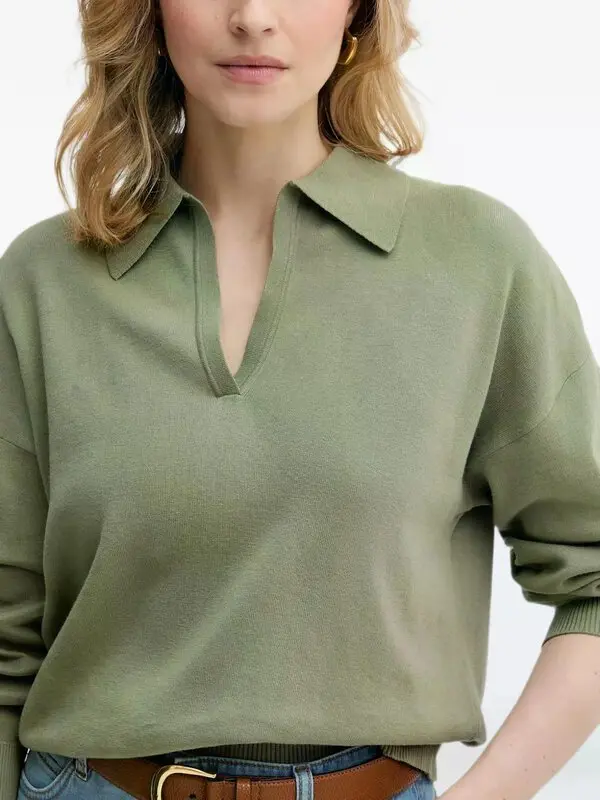 BENETTON Sage Knit Polo V-neck Sweater