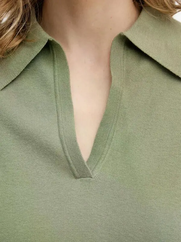 BENETTON Sage Knit Polo V-neck Sweater