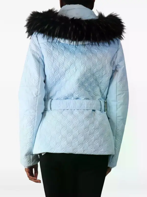 BLANC Quilted Belted Ski Jacket With Detachable Faux-fur Trim Hood