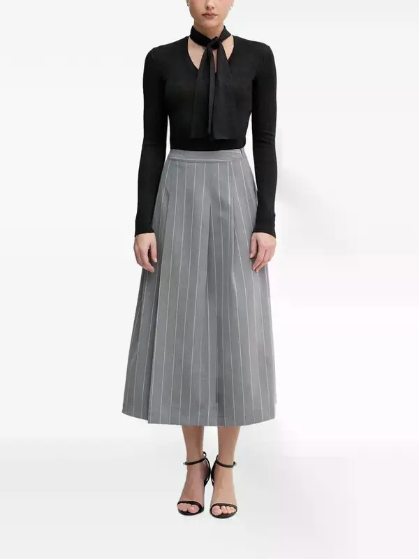 BENETTON Pinstripe-pattern Pleated Midi Skirt